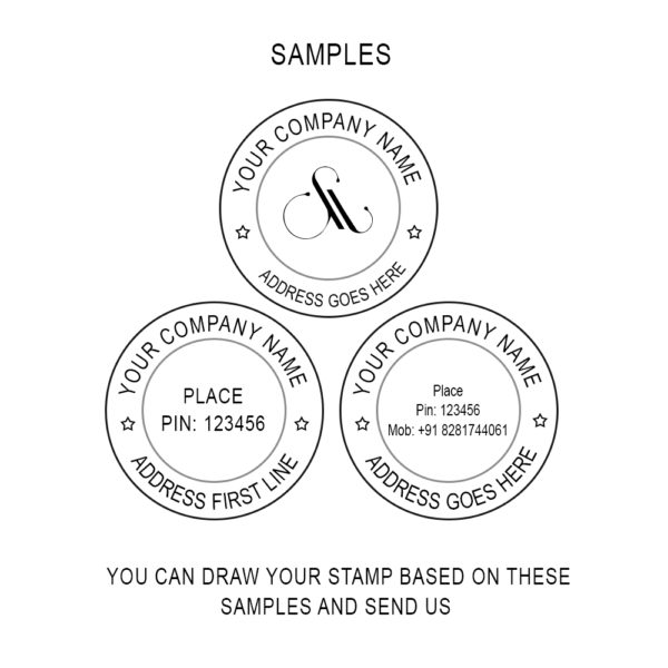 Pre Ink Round stamp with crystal handle, self ink round stamp, Pre Ink ...