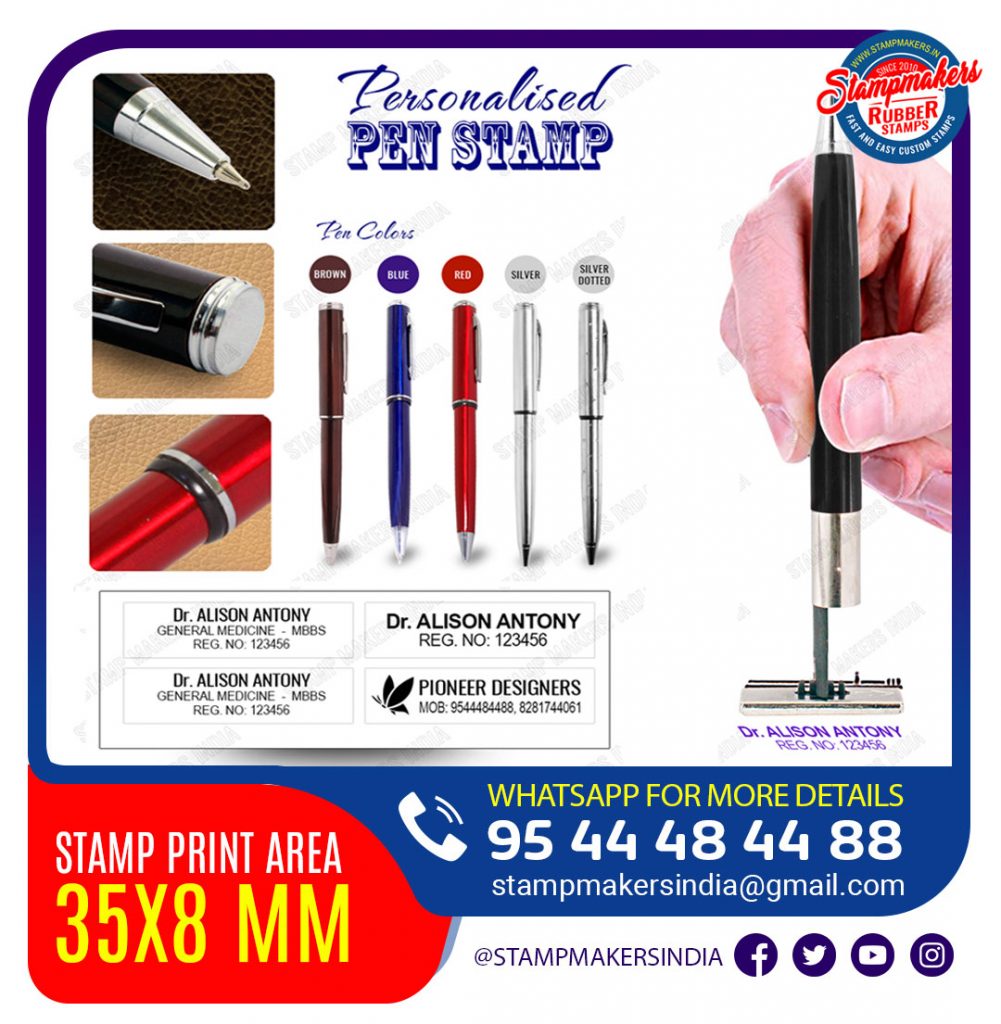 Pen Stamp, Pen with stamp pad, Pen seal, Pen with seal pad, Stamp pen ...