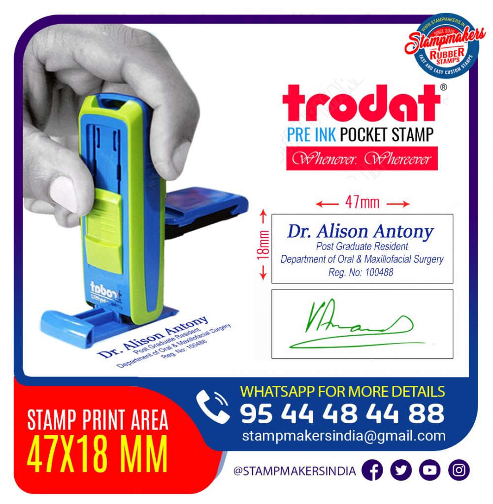 Trodat Printy 9512, Trodat Pocket Stamp, Todat Pocket Seal, Pre Inked ...